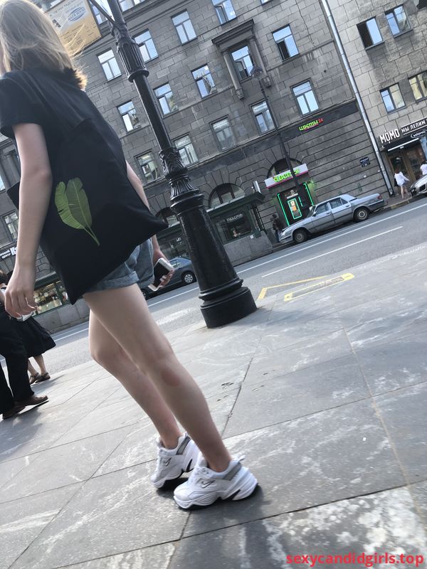 Sexycandidgirls Top Candid Teen In Denim Shorts And Sneakers With